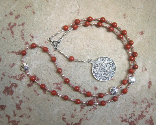 Epona Prayer Bead Necklace in Red Jasper – Hearthfire Handworks